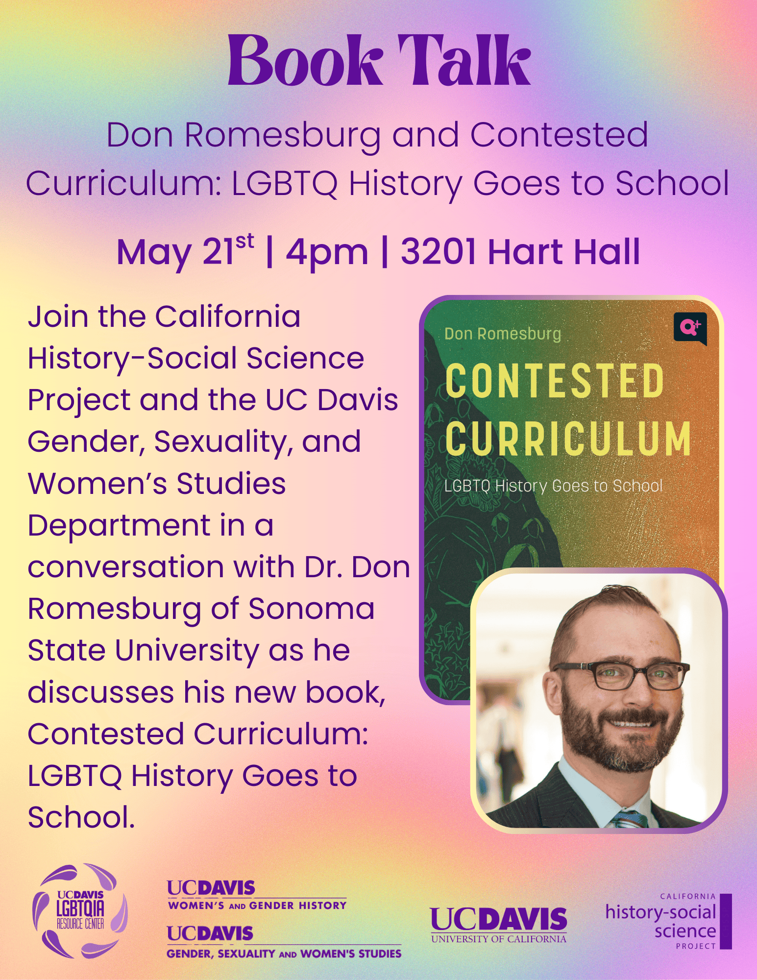 Book Talk - Don Romesburg & Contested Curriculum: LGBTQ History Goes to ...
